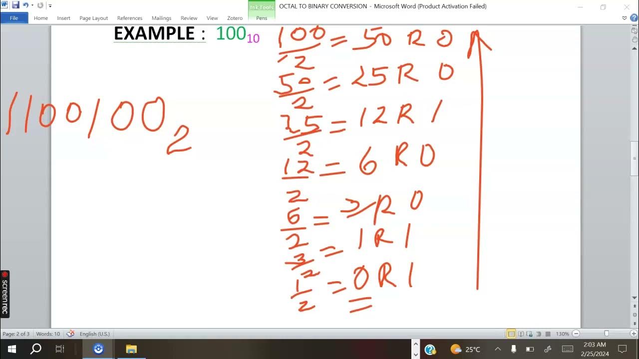 Convert Decimal to Binary {Long Division Method} - YouTube