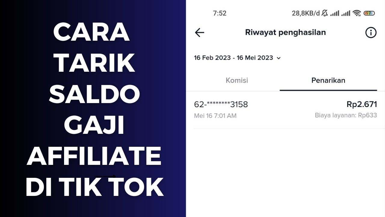 Cara Menarik Saldo Gaji Dari Affiliate Di Tik Tok - YouTube