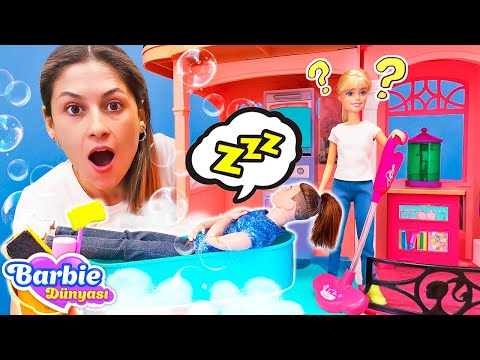Ayşe ve Barbie temizlik yapıyorlar, ama Ken... Ken ne yapıyor? Barbie videoları.