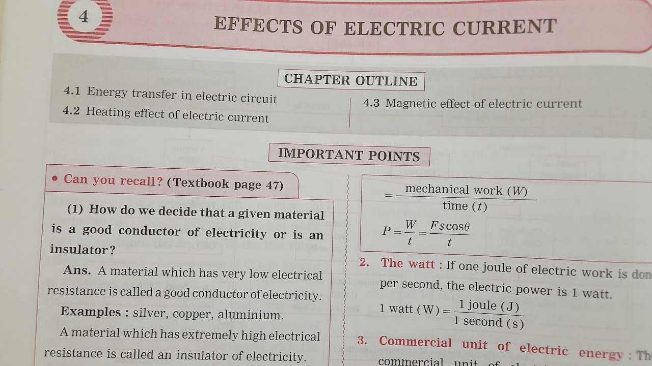 Class 10th Science 1 Chapter 4. Effects Of Electric Current Navneet ...