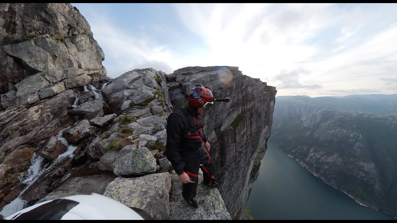BASE Jumping off a HUGE waterfall in Norway - YouTube