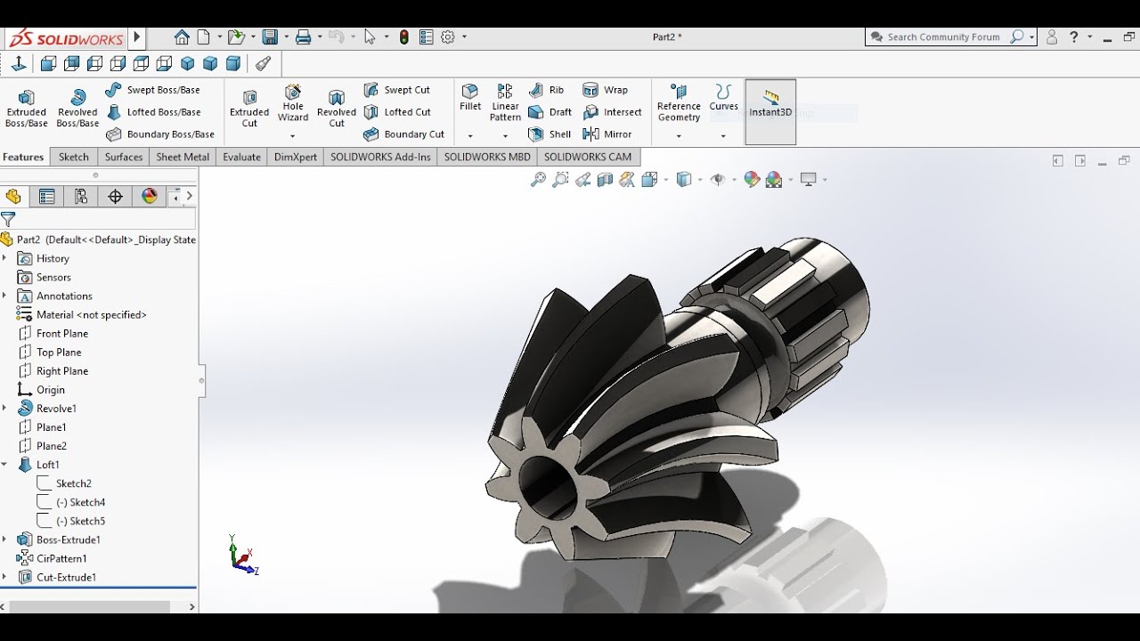 SolidWorks Tutorial -- Making Helical Bevel Gear in 3d | Learn ...
