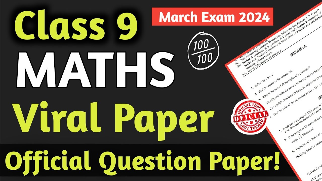 Class 9 Maths | SEE 2024 | Annual Exam 2024 Question Paper | Term 2 ...