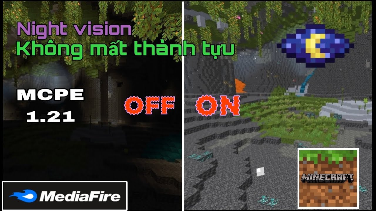 Mod nhìn trong bóng tối cho Minecraft pe 1.21 Không mất thành tựu - YouTube