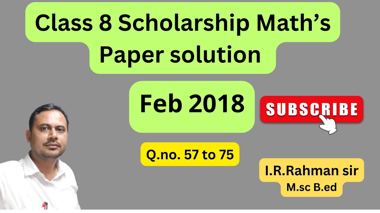Scholarship class 8 feb 2018 Paper solution (Part 2) Q.no. 57 to 75 - YouTube