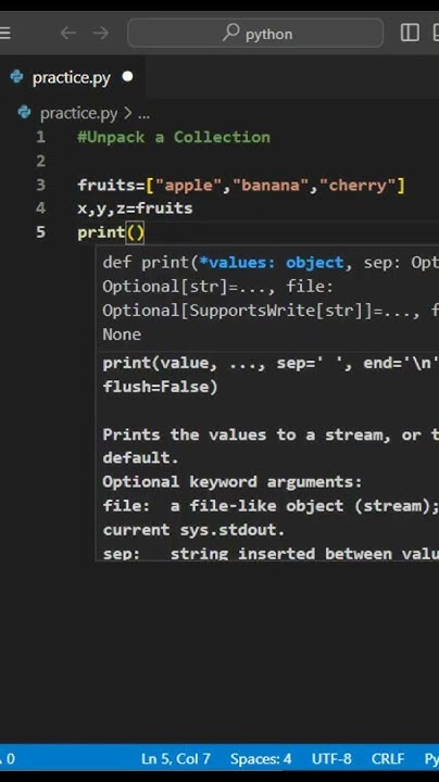 Unpack A Collection ☢🚍python Pythonprogramming Coding Programming Code Pythoncoding Youtube