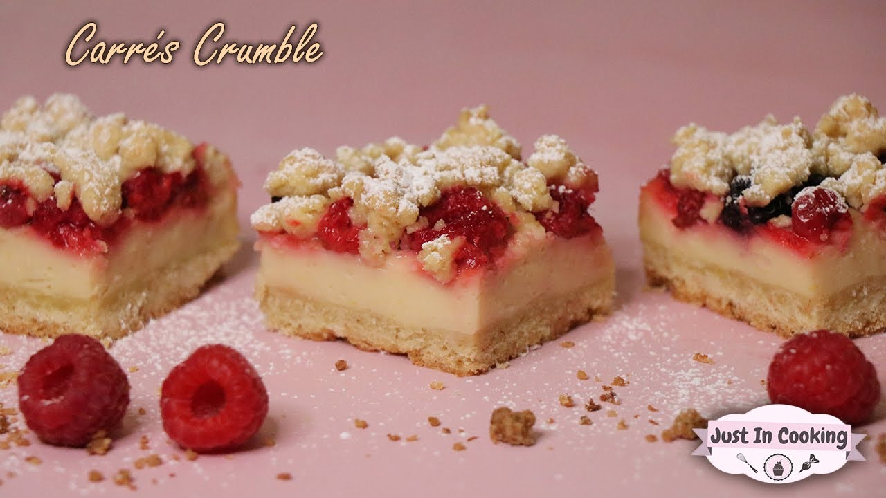 Recette des Carrés Crumble aux Fruits Rouges, Crème à l'Amande et au ...