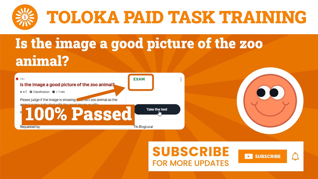 Is the image a good picture of the zoo animal? Test Toloka, 100% Passed ...