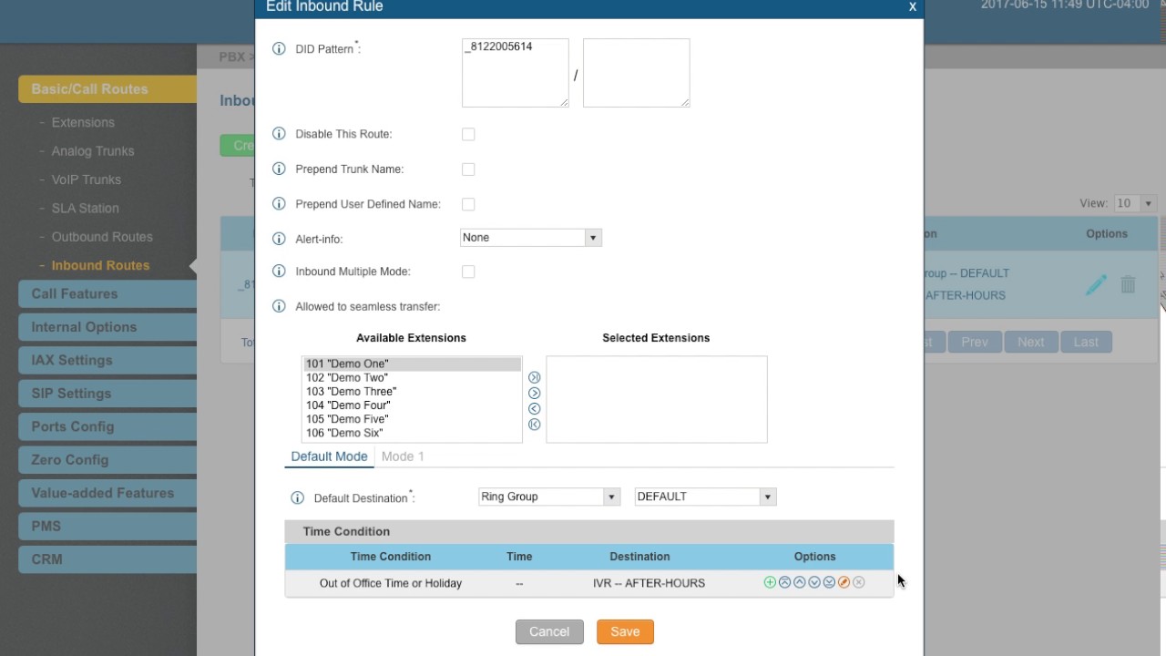 Grandstream IP PBX - Set After-hours Destination - ep101 - YouTube