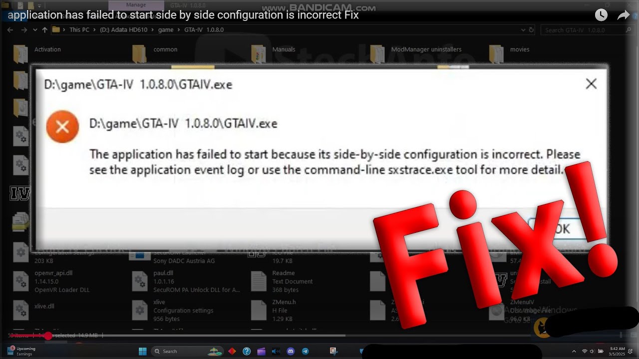 application has failed to start side by side configuration is incorrect ...