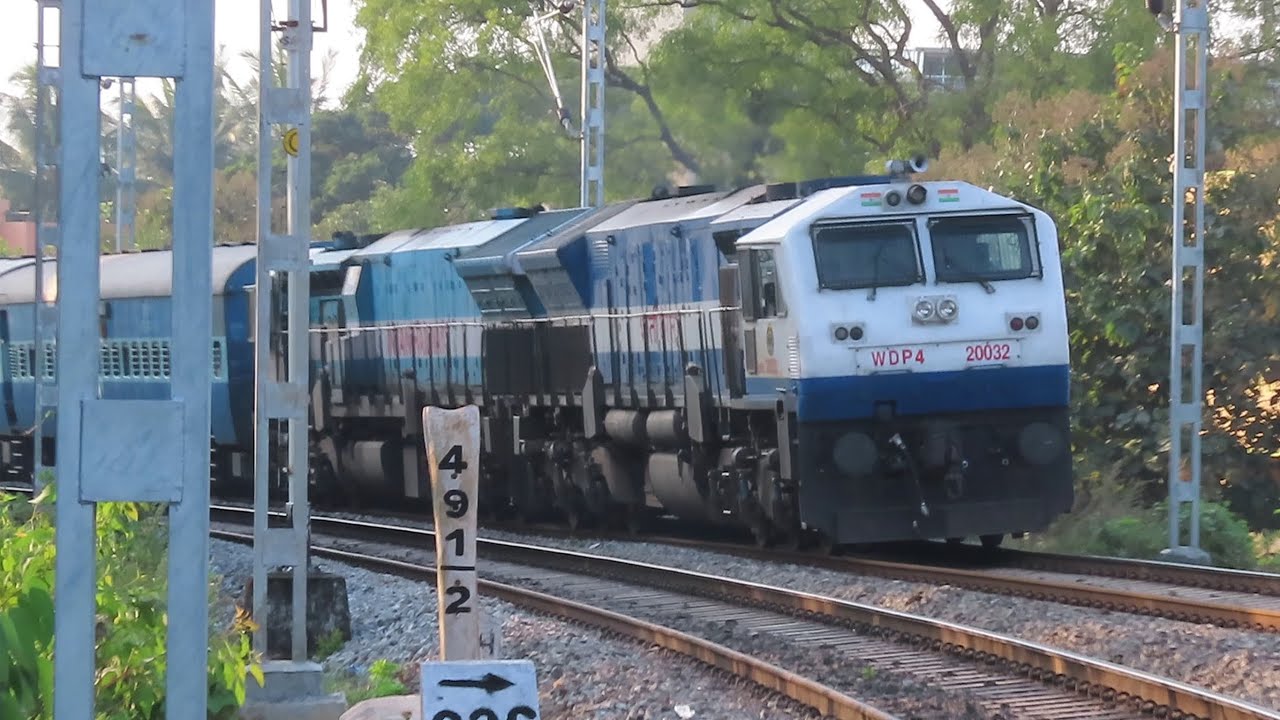 Shortest Passenger Train | Twin EMD WDP4 + WDG4 | Ambewadi - Dharwad ...