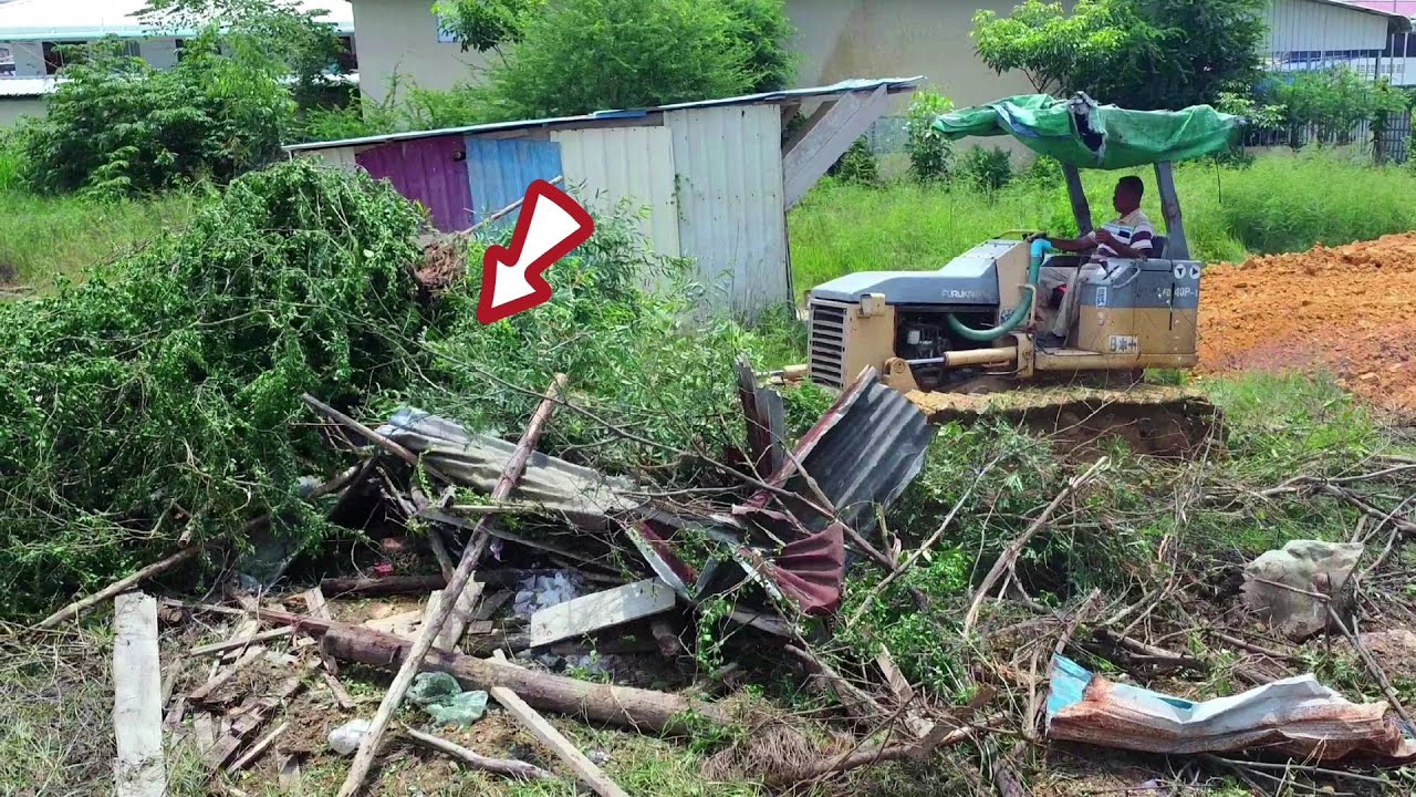 Starting A New Project Clearing Bush!! Strong Bulldozer Pushing Soil ...