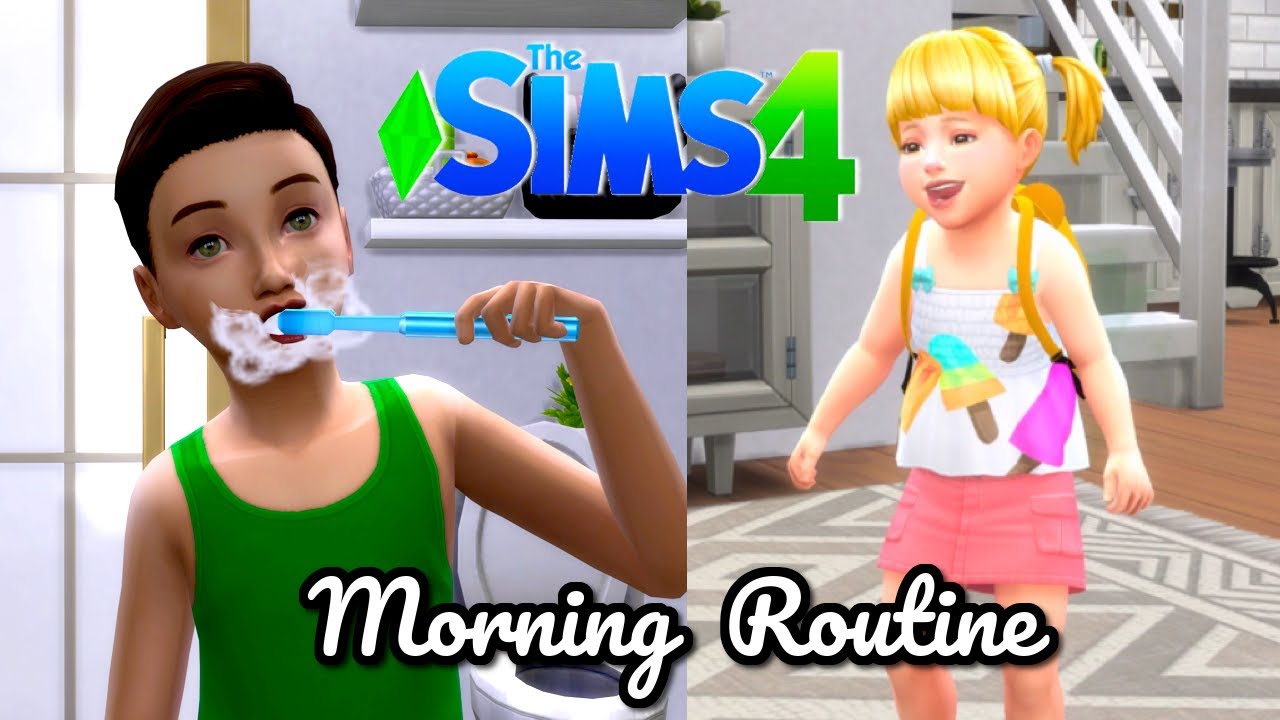 Sims 4 Family Kids Morning Routine with Baby Goldie - Titi Plus - YouTube