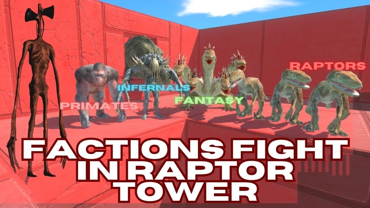 FACTIONS & SIREN HEAD FIGHT IN RAPTOR TOWER ANIMAL REVOLT BATTLE ...