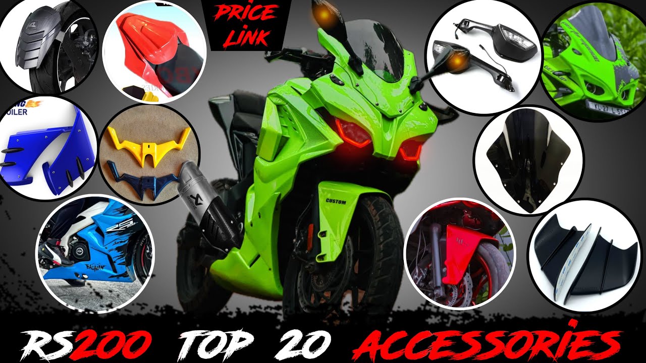 Rs200 all accessories 🔥rs200 modified visor,underbelly,ducati mask,DRL ...
