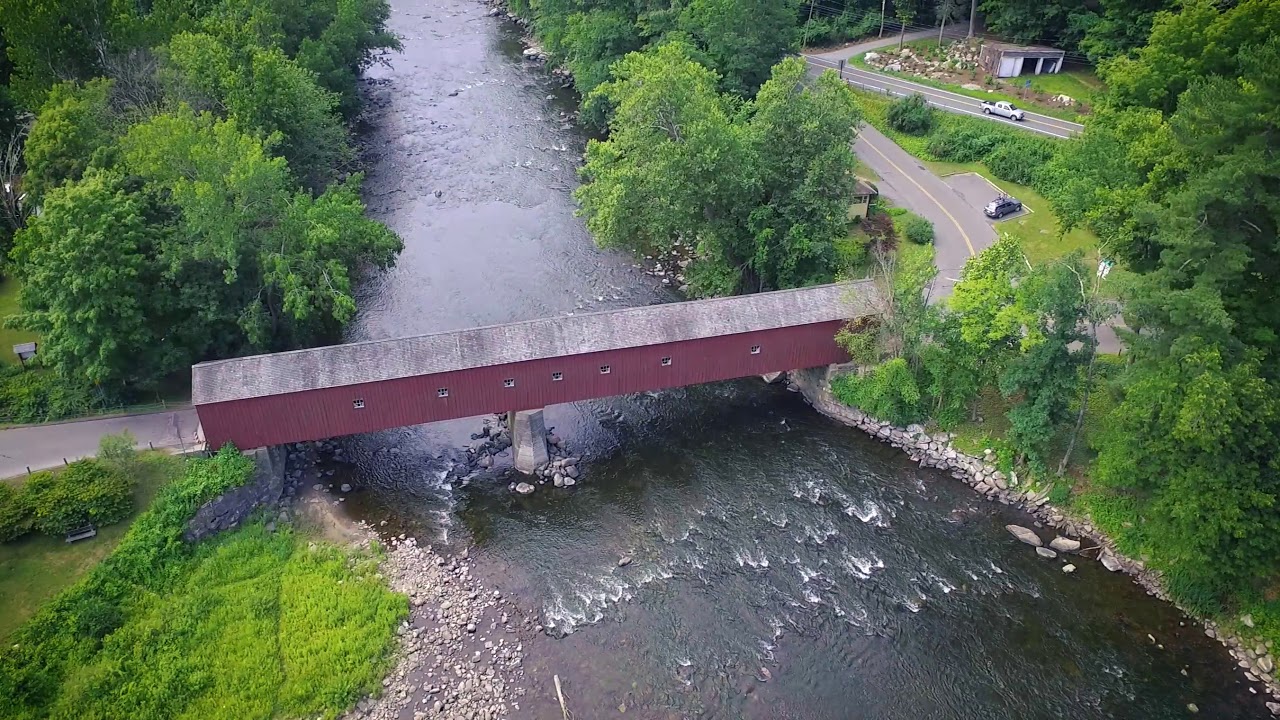 DRONE Cornwall Covered Bridge July 2018 - YouTube