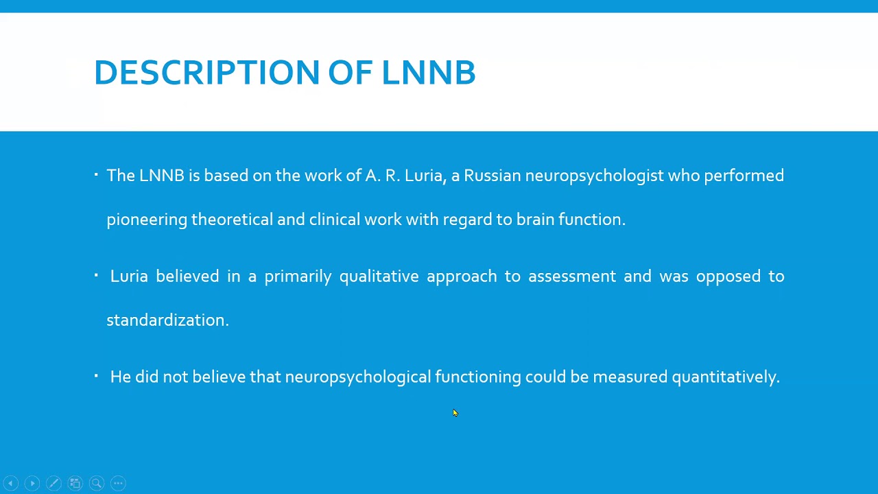 Luria Nebraska Neuropsychological Battery - YouTube