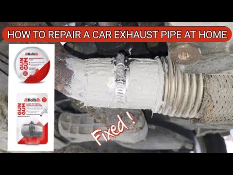 How to repair a leaking exhaust pipe on a car using holts gun gum pipe ...