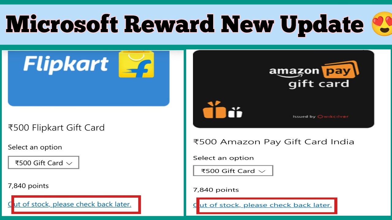Microsoft Reward Gift Card Out of Stock | New Update on Amazon ...