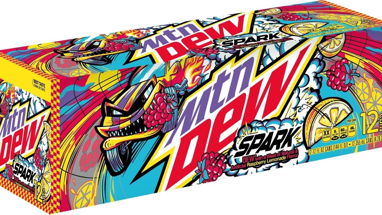 mtn dew spark raspberry lemonade drink review - YouTube