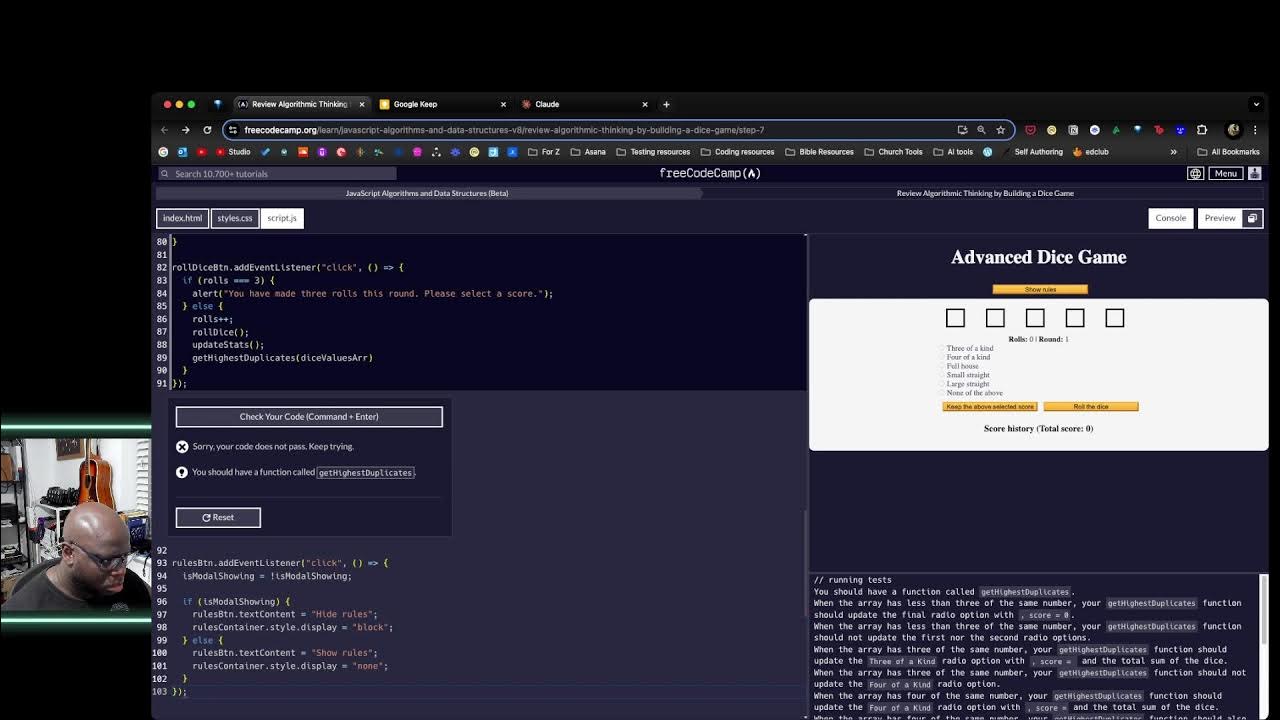 Turning Up Day 235 Reviewing Algorithmic Thinking with a Dice game step ...