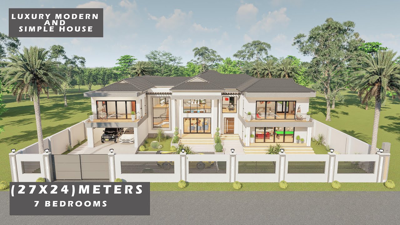 Amazing Modern House Design | 27mX24m (7 Bedrooms) |Gable Roof - YouTube