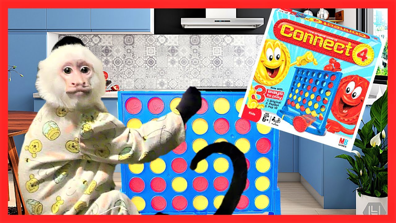 SMART MONKEY PLAYS CONNECT 4 WITH MOM! | Excited to see Brother ...