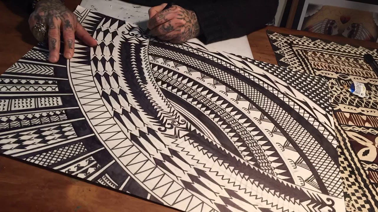 Polynesian tattoo speeddrawing part 2 by rob deut - YouTube