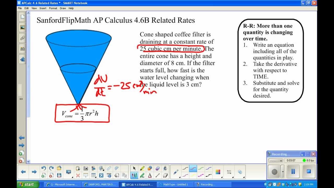 SanfordFlipMath AP Calculus 4.6B Related Rates - YouTube