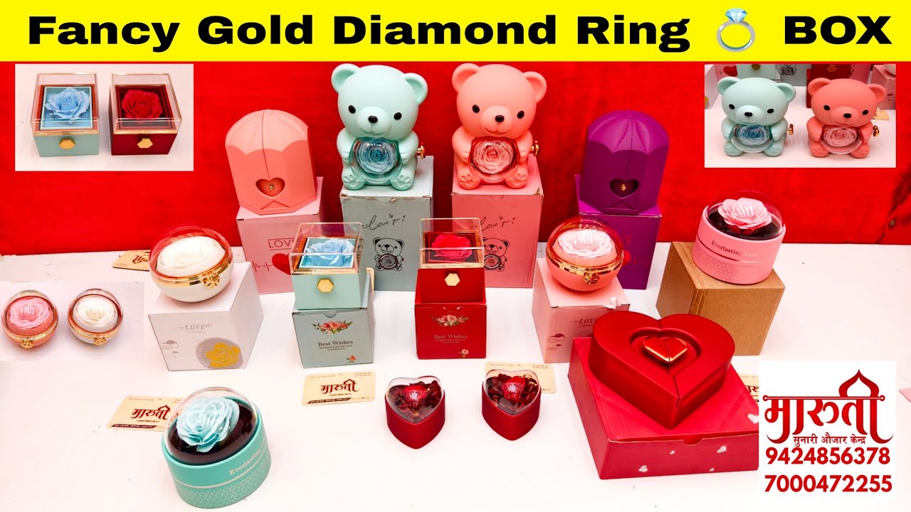 Fancy Gold Ring Box | Primium Ring Diamond Jewellery Box | Gifted Ring ...