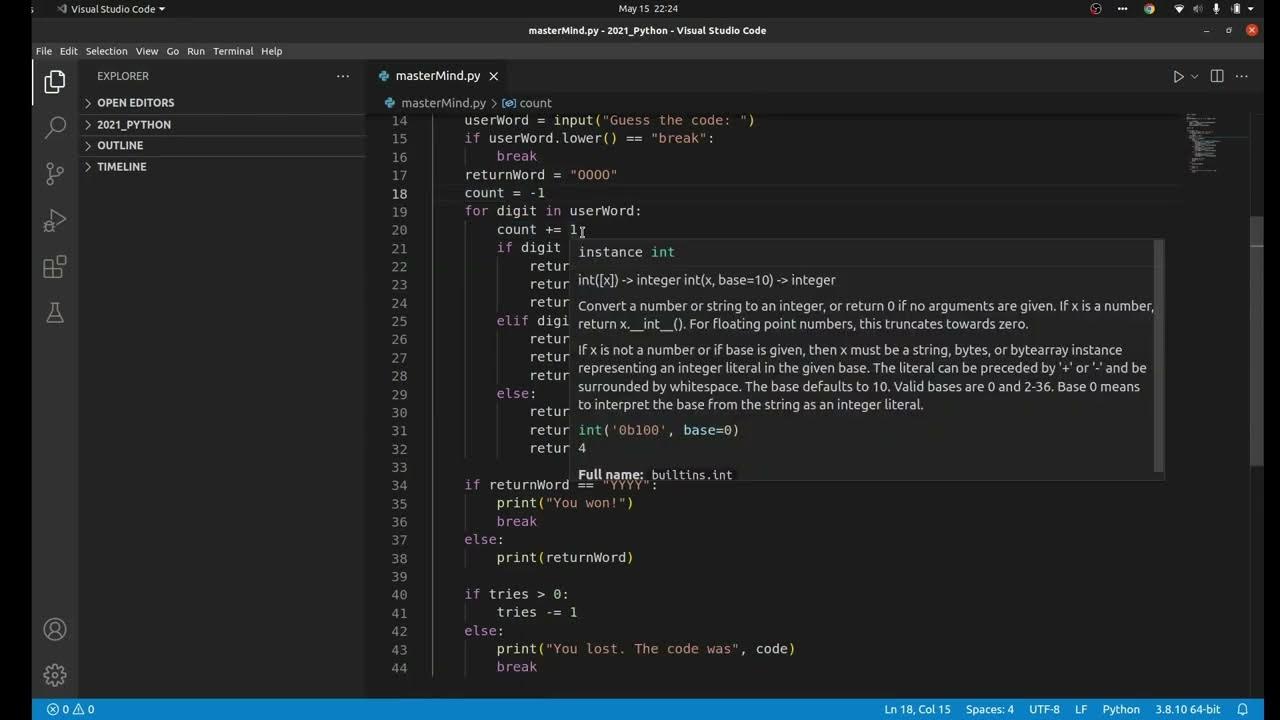 MASTERMIND Game in Python | Python Exercises #16 - YouTube