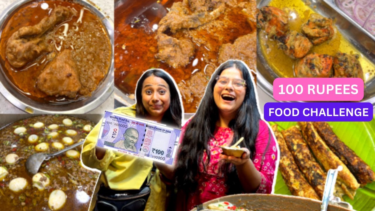 *100 RUPEES* Street Food Challenge | Jama Masjid Food Tour ft ...