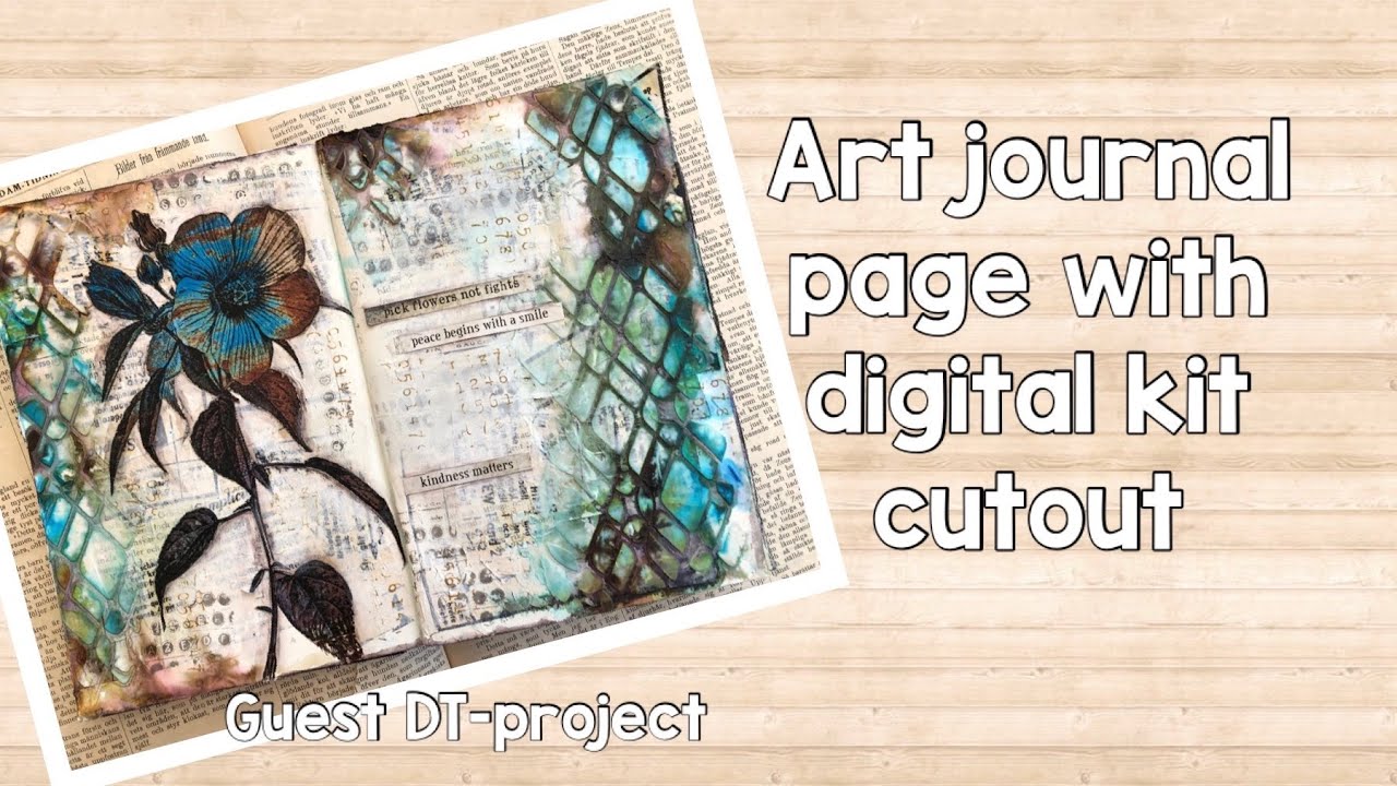 Art journal page with digital kit cutouts - Guest DT project - YouTube