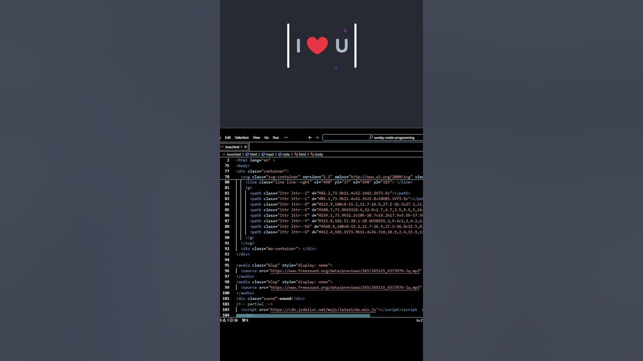 How to make I love you Animation in HTML CSS & JavaScript #shorts - YouTube