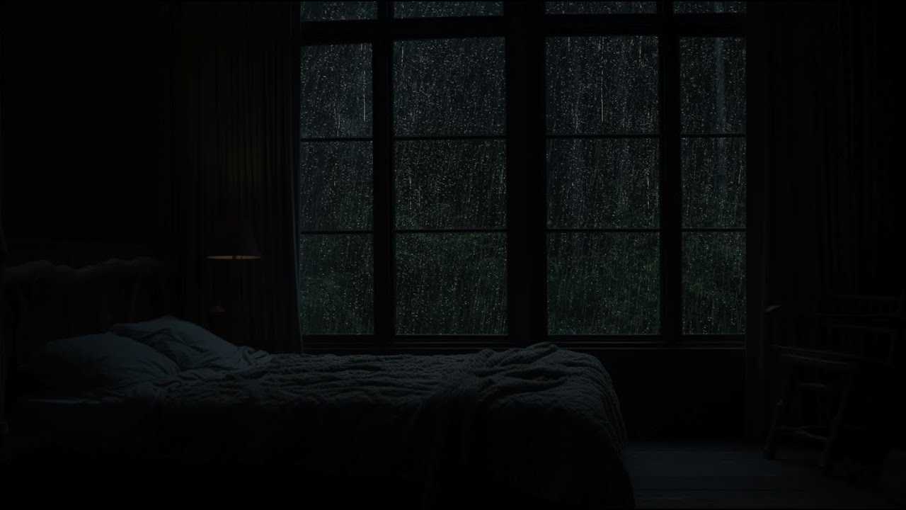 Dark Window Rainstorm 🌧 Outside in the Night for Deep Relaxation ...
