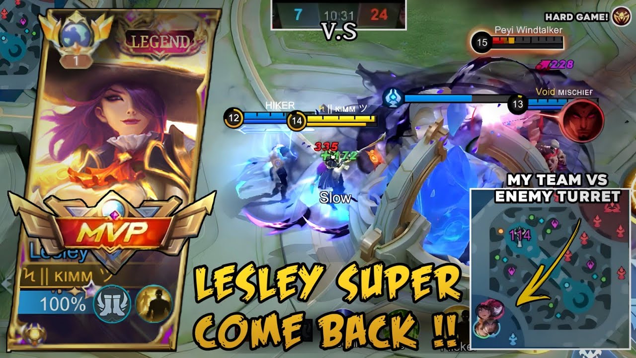 HARD GAME! LESLEY IMPOSSIBLE EPIC COMEBACK💀 LESLEY BEST BUILD & EMBLEM ...