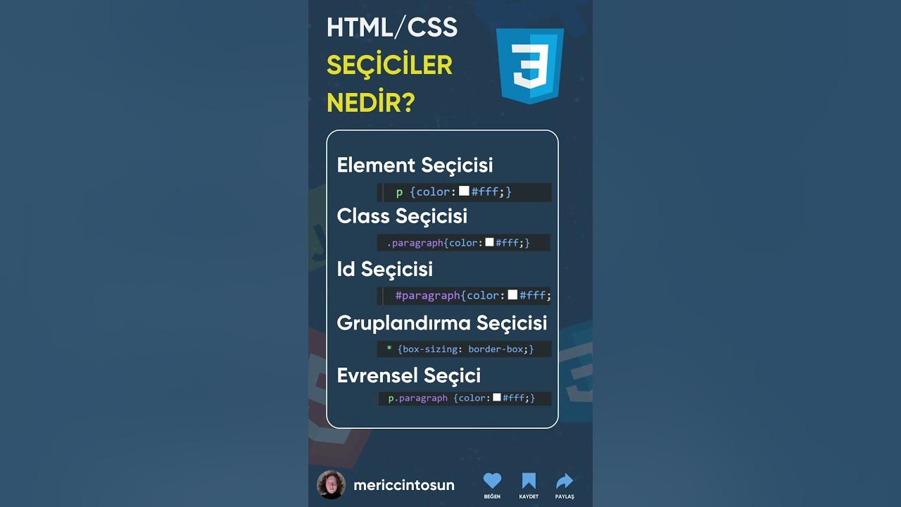 Html Css SeÇİcİler Nedİr Html Css Cssselectors Youtube