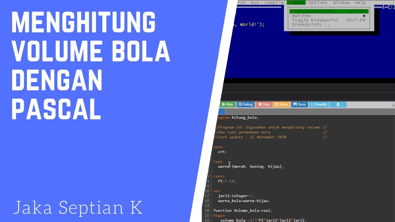 CONTOH PERHITUNGAN MATEMATIKA MENGGUNAKAN PASCAL - YouTube