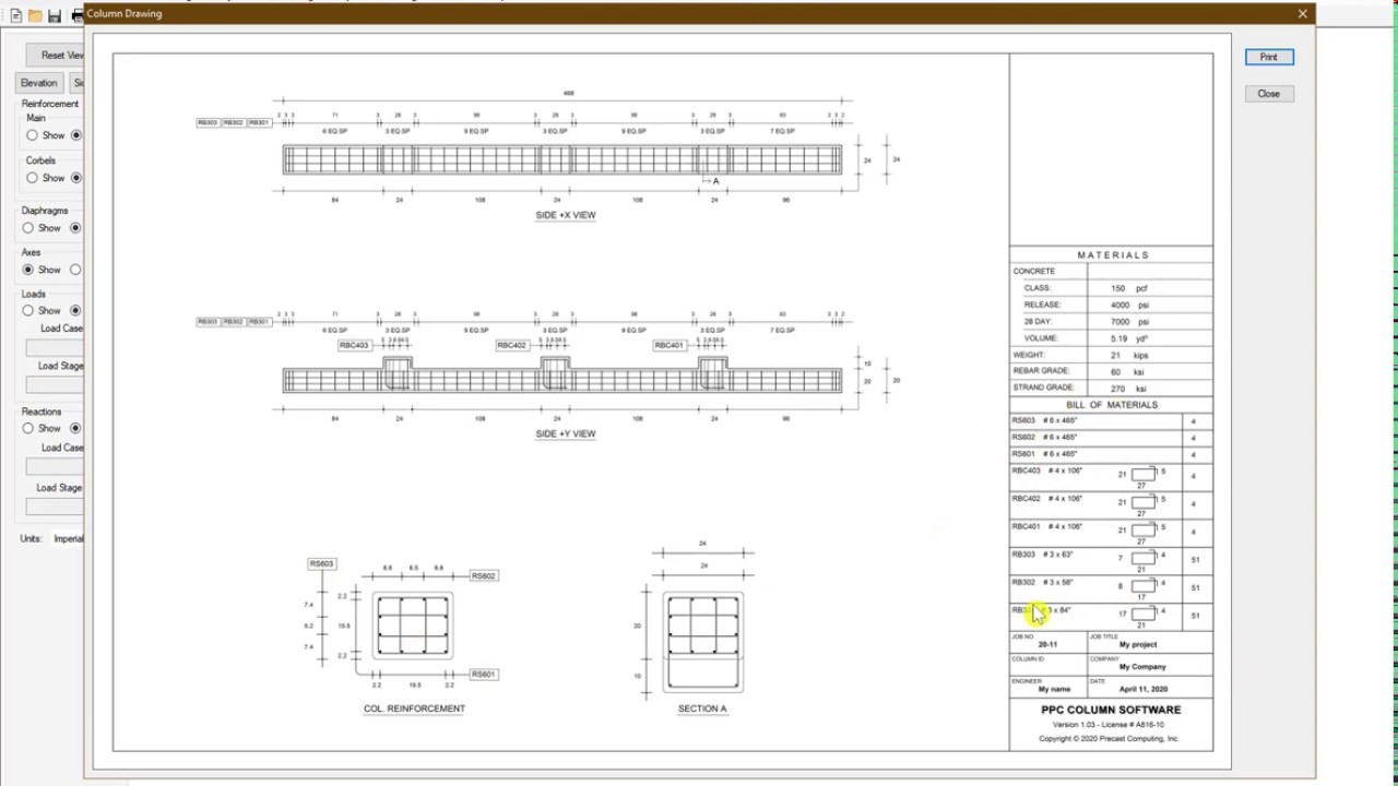 How to produce precast column drawing using PPC Column Software? - YouTube