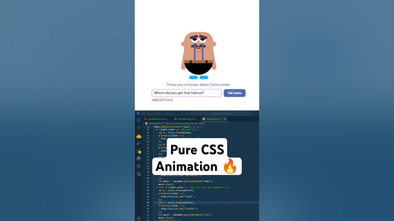 Make Carlos Smile CAPTCHA CSS Animation - YouTube