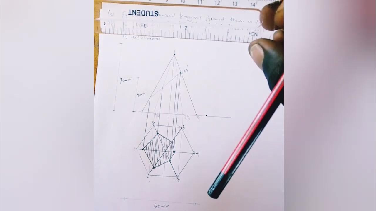 how to construct a truncated hexagonal pyramid showing it's true plan ...