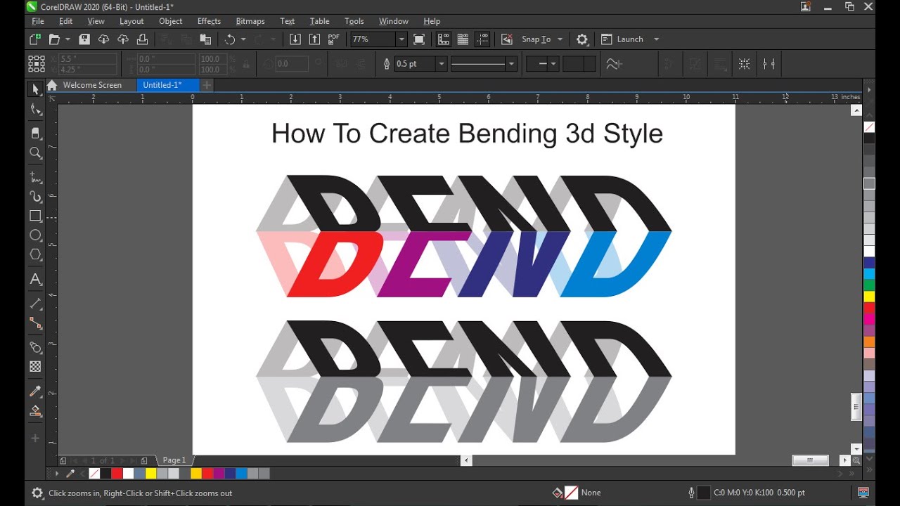 HOW TO CREATE BENDING 3D TEXT IN CORELDRAW | FOR EXPERT & BEGGINERS ...