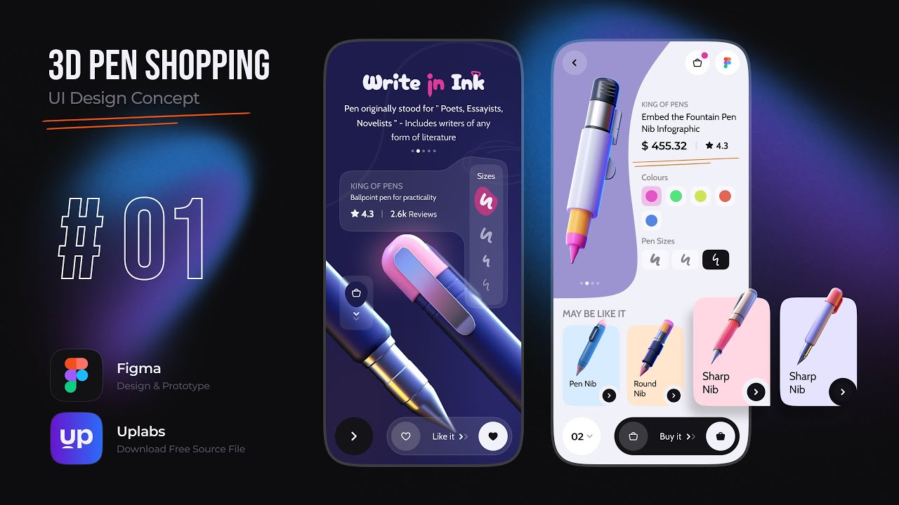 3D Pen Shopping UI Design Concept & Download Free Source File | @Chintu ...