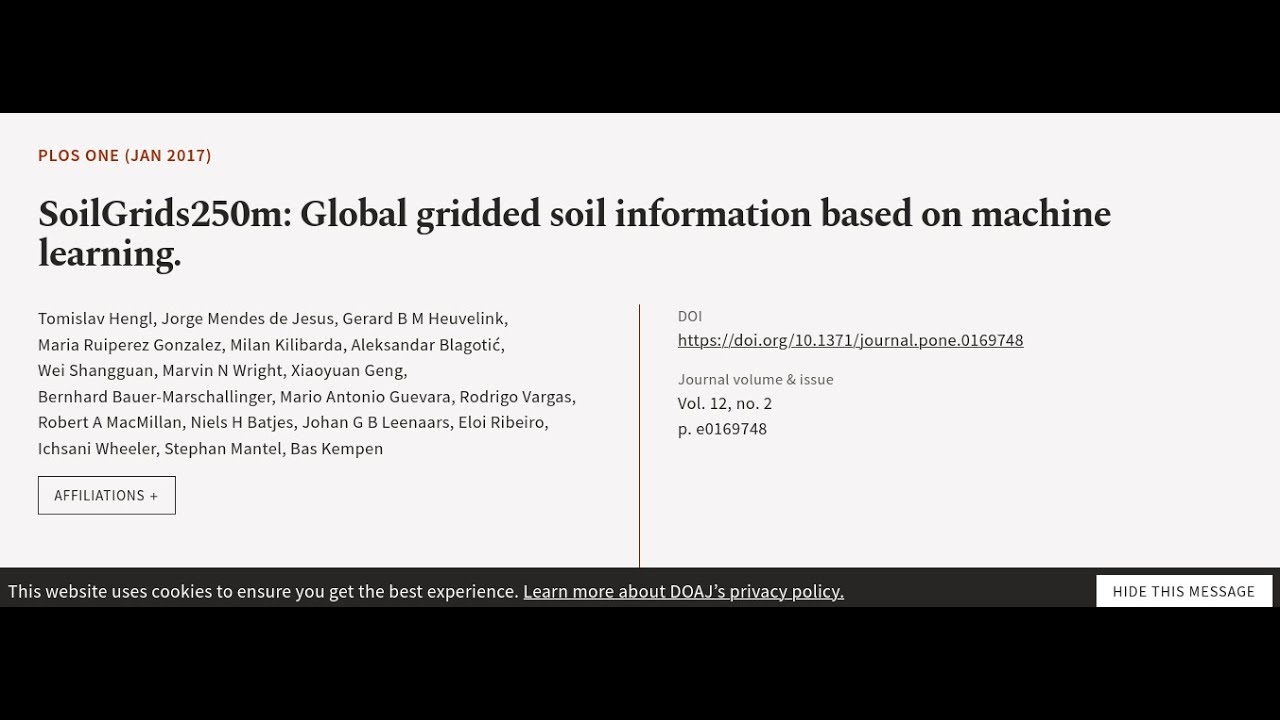 SoilGrids250m: Global gridded soil information based on machine ...
