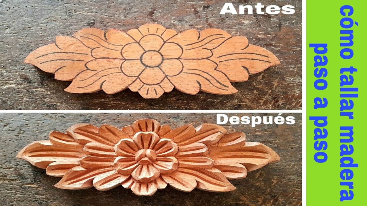 El Arte de Tallado en Madera a mano con Gubias / Flor con hojas tallado ...