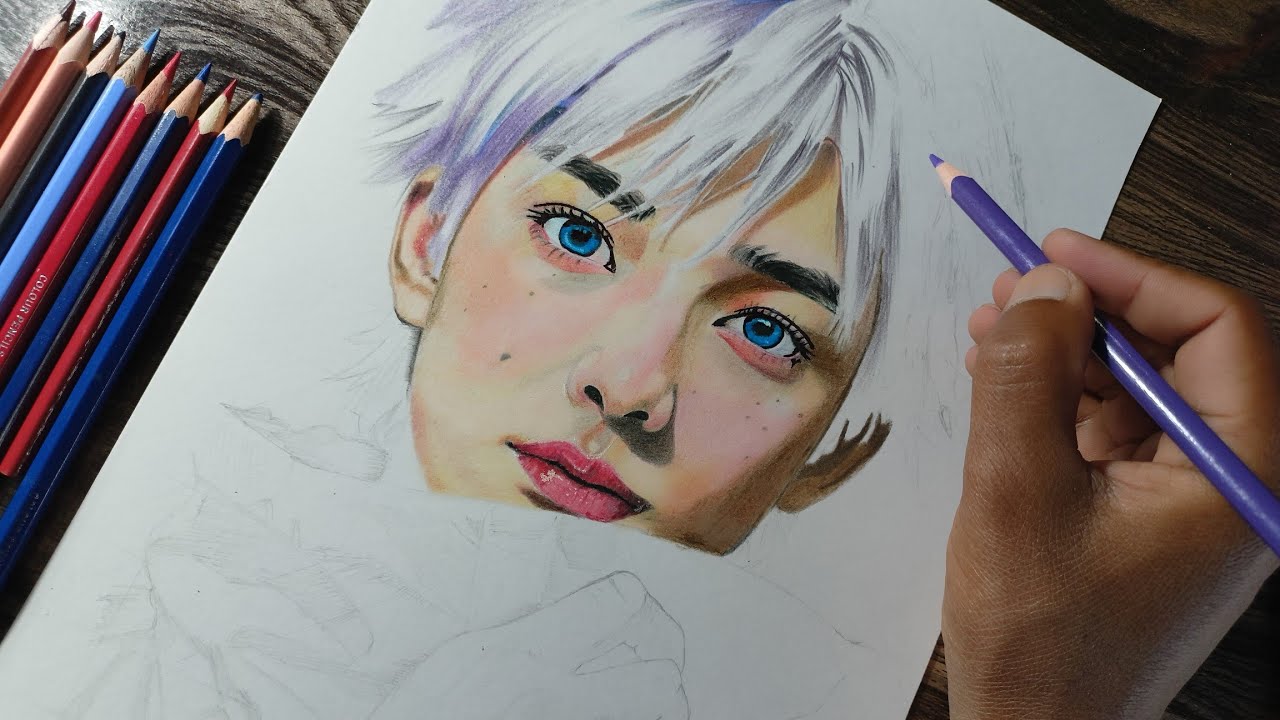 Hyper realistic drawing of GOJO with big blue eyes | Rahul K Kaubiyal ...