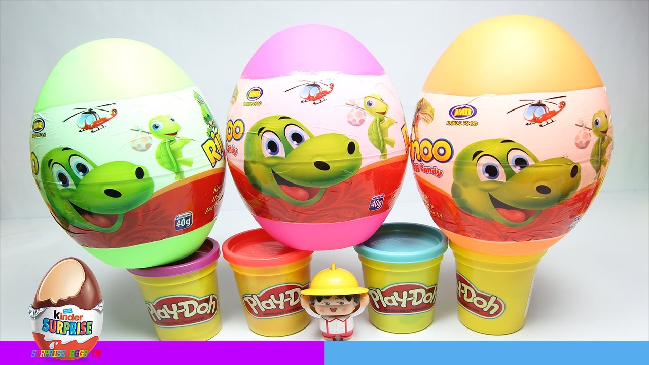 3 Giant Surprise Eggs and 4 Play Doh for Kids - Learn colors with ...