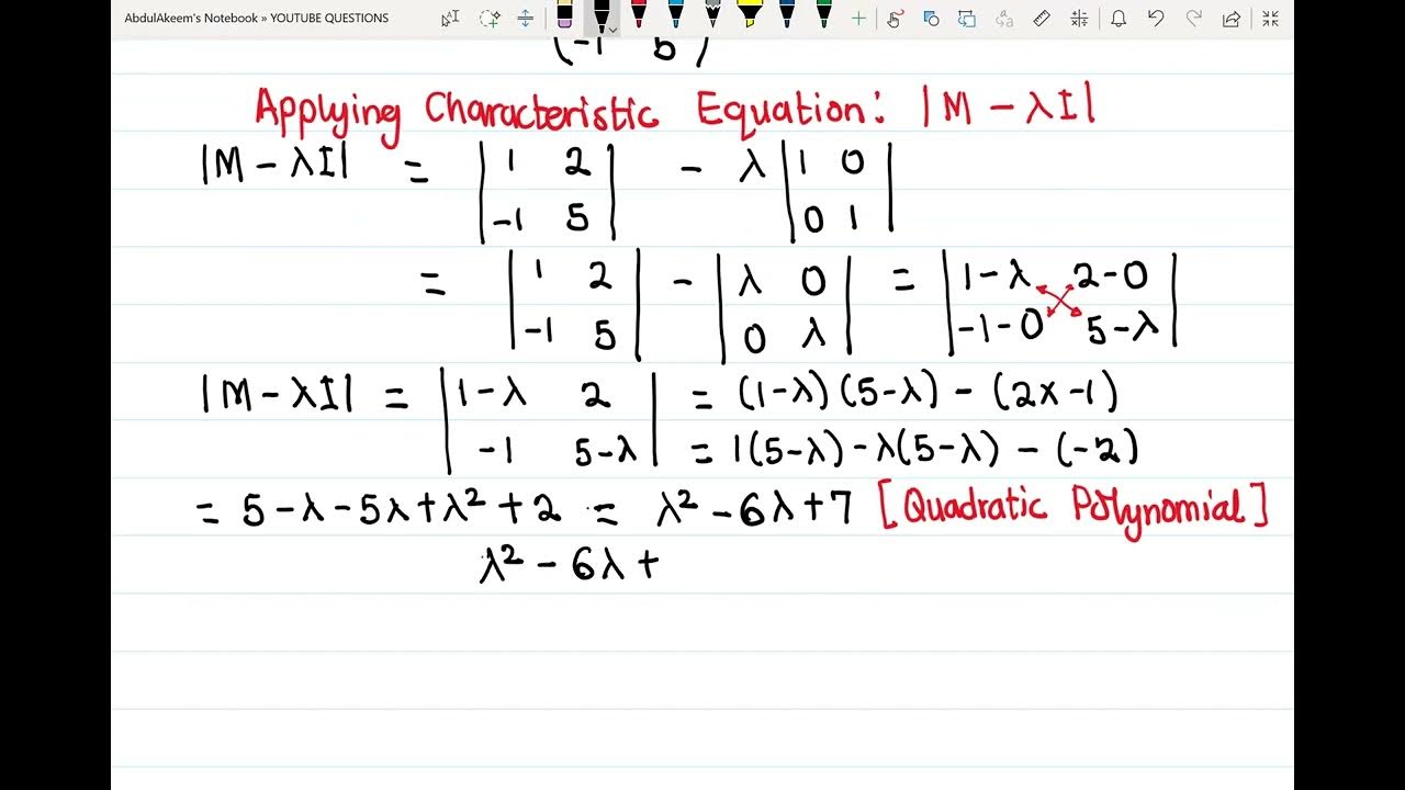 GENERAL QUESTIONS (EP 05) | MATRICES & DETERMINANTS | CHARACTERISTICS POLYNOMIAL/EQUATION. - YouTube