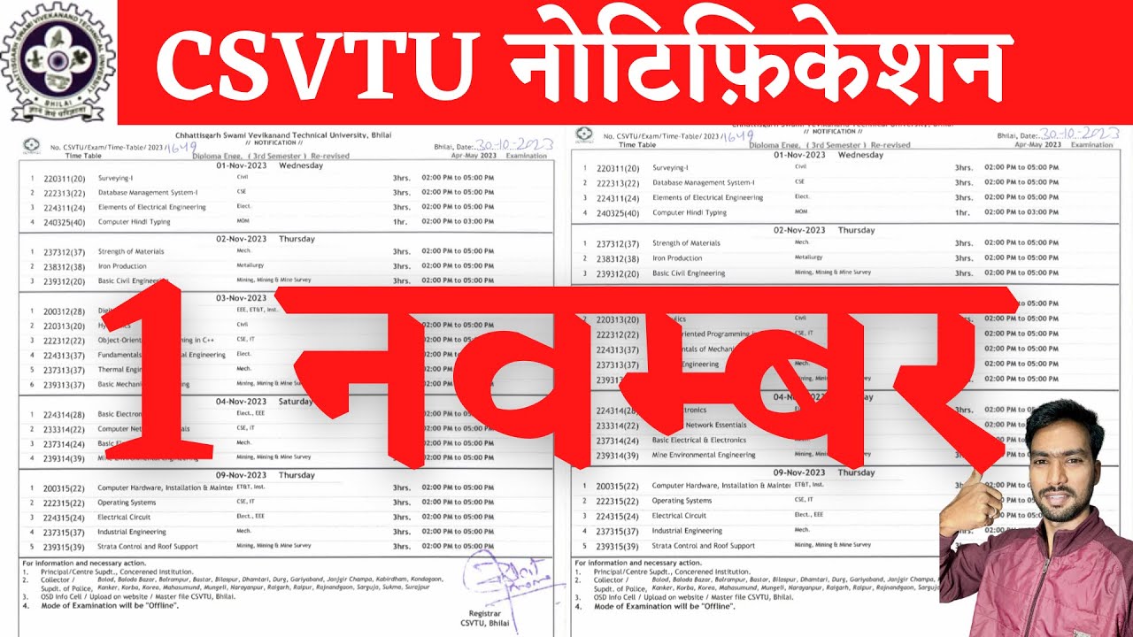 1 November 2023 | CSVTU | CSVTU EXAM NEWS | CSVTU BHILAI NEWS | CSVTU ...