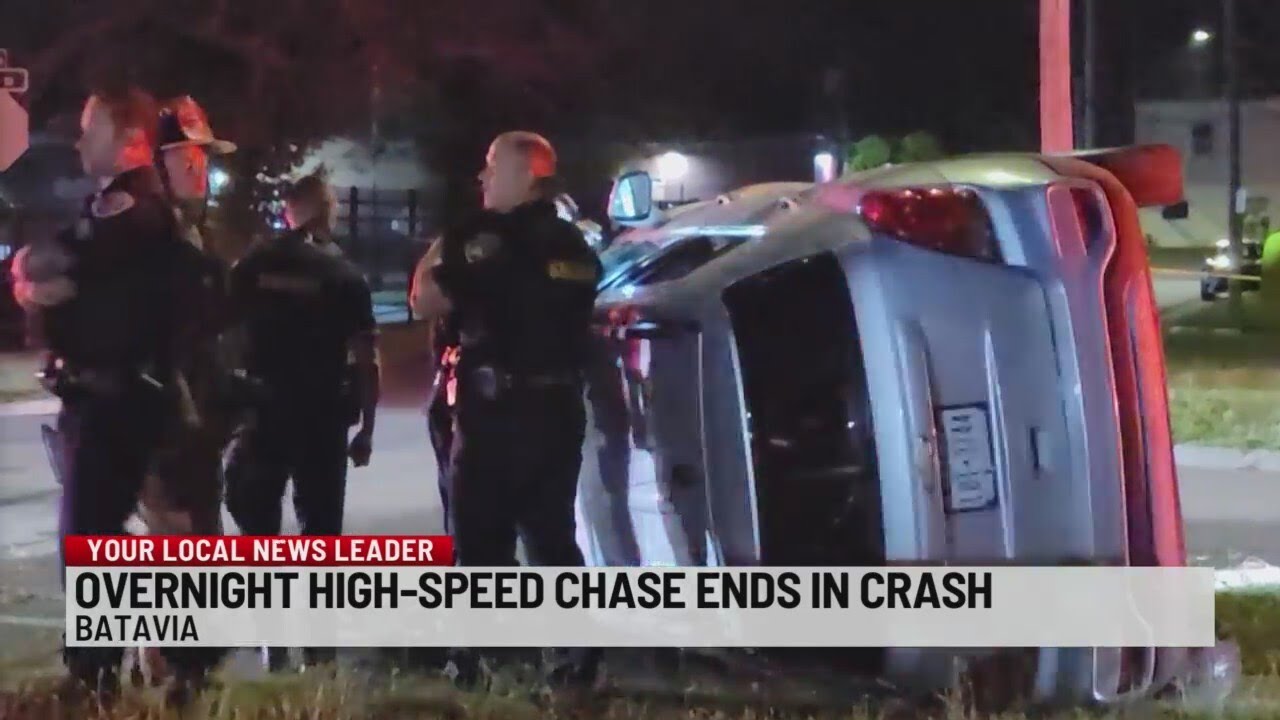 High Speed Chase Ends In Rollover Crash In Batavia Youtube